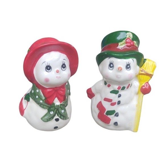 Lefton | Holiday | Lefton Christmas 98s Snowman And Snowwoman Salt And ...